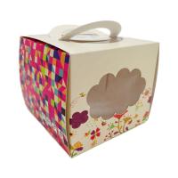 China Biodegradable Dessert Packing Carton Box Pastry Box Paper Cake Packaging With Handle and Window for sale