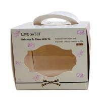China Custom Food Packaging Box With Handle With Window Transparent Cake Box Cake Boxes Packaging Wholesale Custom for sale