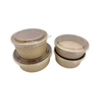 China High Quality Kraft Paper Food Container Salad Food Bowl Take Away Food Storage with Transparent Lid for sale