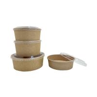 China High Quality Kraft Paper Food Container Salad Food Bowl Take Away Food Storage with Transparent Lid for sale