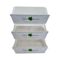 China Disposable Paper square Cake Sushi Box Food Container with Anti-fog Lid Round for sale