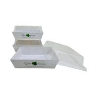 China Disposable Paper square Cake Sushi Box Food Container with Anti-fog Lid Round for sale