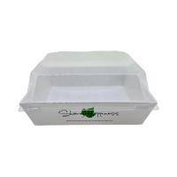 China Square Food Containers Sandwich Cookie Slice Cake Bakery Pastry Paper Cooked Food Paper Box With Clear Lid for sale