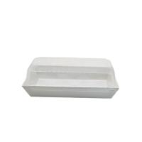 China Takeaway Food Grade Rectangular Kraft Paper Container Tray Transparent Plastic Lid for sale