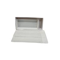 China Takeaway Food Grade Rectangular Kraft Paper Container Tray Transparent Plastic Lid for sale