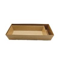 China Kraft Paper Box Pastry Dessert Cake Rectangular Takeaway Sushi Tray with Clear Lid for sale