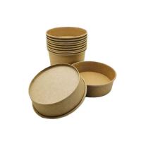 China Take Away Eco Friendly Manufacturer Food Grade Kraft Paper Bowl Snack Round Soup Salad Paper Bowl for sale