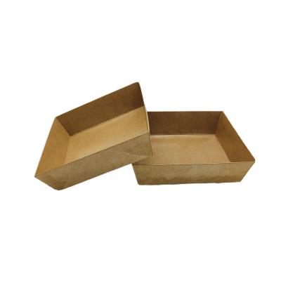 China Square Kraft Paper Box Cake Bread Snack Packaging Clear Plastic Lids Sushi Sandwich Paper Tray for sale