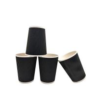 China Factory Supply Great Quality Disposable Paper Drink Cup Black Ripple Wall Custom Printed Hot Coffee Cup for sale