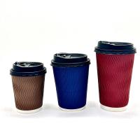 China New Style Superior Quality Disposable Paper Drink Cup Custom Ripple Wall Paper Cup Eco Friendly Cup for sale