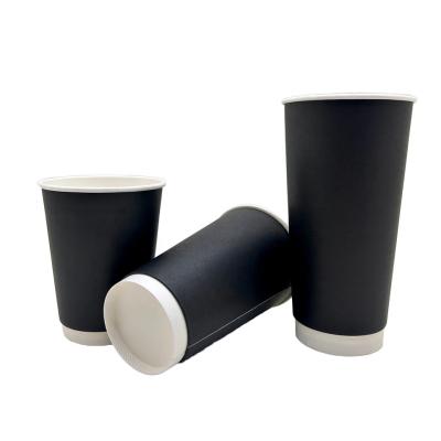 China Double Wall Custom Coffee Paper Cups 8/10/12/16oz Kraft Paper Corrugated Cups for sale