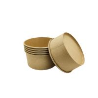 China Eco-friendly Kraft Paper Rice Paper Salad Bowl With Lid, Kraft Paper Salad Bowl With Lids for sale