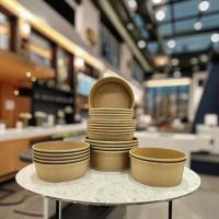 China Eco-friendly Kraft Paper Rice Paper Salad Bowl With Lid, Kraft Paper Salad Bowl With Lids for sale
