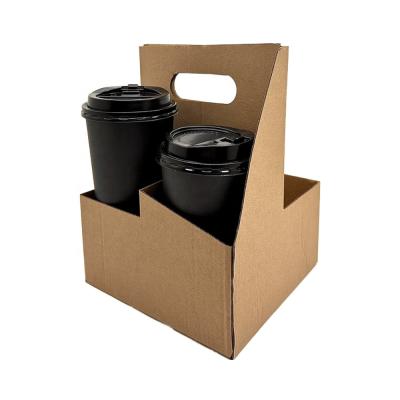 China Custom Logo Portable Paper Cup Holder Biodegradable 2/4/6 Cup Drink Fruit Juice Tea Cup Carrier for sale