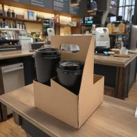 China Custom Logo Portable Paper Cup Holder Biodegradable 2/4/6 Cup Drink Fruit Juice Tea Cup Carrier for sale