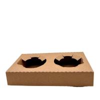 China Custom Cardboard Beverage HolderTakeaway Paper Carrier Tray Kraft Paper Cup Holder for sale
