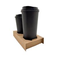China Custom Cardboard Beverage HolderTakeaway Paper Carrier Tray Kraft Paper Cup Holder for sale