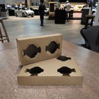 China Custom Cardboard Beverage HolderTakeaway Paper Carrier Tray Kraft Paper Cup Holder for sale