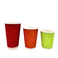 China Hot Selling Item Excellent Quality Recyclable Paper Cup Ripple Wall Paper Coffee Cup with Lids for sale