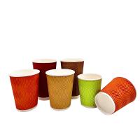 China Hot Selling Item Excellent Quality Recyclable Paper Cup Ripple Wall Paper Coffee Cup with Lids for sale