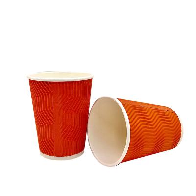 China Hot Selling Products Wholesale Paper Cup Custom Ripple Wall Multiple Colors Packaging Paper Coffee Cups for sale