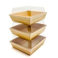 China Wholesale Food Grade Kraft Salad Cake Box Sandwich Packaging Box With Clear Lid for sale