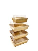 China Wholesale Food Grade Kraft Salad Cake Box Sandwich Packaging Box With Clear Lid for sale