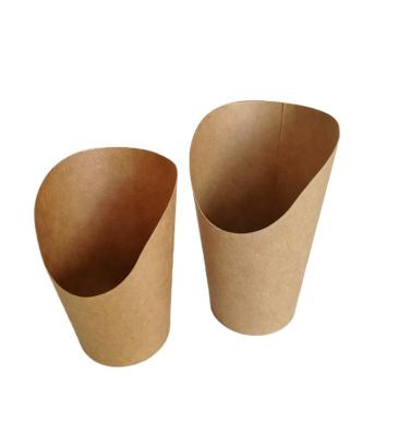 China Custom Printed Brown Kraft Paper Disposable Offset Printed Chip French Fry Scoop Paper Cup for sale