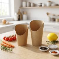 China Custom Printed Brown Kraft Paper Disposable Offset Printed Chip French Fry Scoop Paper Cup for sale