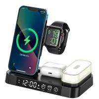 China Qi 3 in 1 Fast Wireless Charger Stand 30W with Nightlight for iPhone Apple Watch AirPods for sale