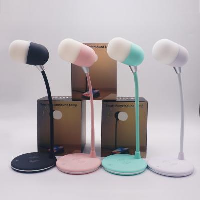 China 3 in 1 LED Desk Lamp with Bluetooth Speaker and 5W Wireless Charger Touch Control 360° Flexible Gooseneck for sale