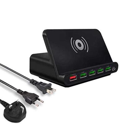 China 110W 7-in-1 Qi Wireless Charger Station 10W Fast Charge QC 3.0 USB C for Phone Tablet for sale