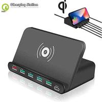 China 110W 7-in-1 Qi Wireless Charger Station 10W Fast Charge QC 3.0 USB C for Phone Tablet for sale