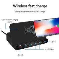 China 110W 7-in-1 Qi Wireless Charger Station 10W Fast Charge QC 3.0 USB C for Phone Tablet for sale