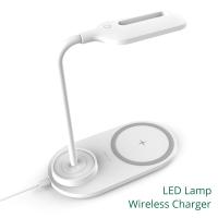 China 15W Qi Fast Wireless Charger LED Desk Lamp with Adjustable Brightness for iPhone Samsung for sale