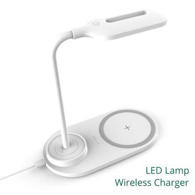 China 15W Qi Fast Wireless Charger LED Desk Lamp with Adjustable Brightness for iPhone Samsung for sale