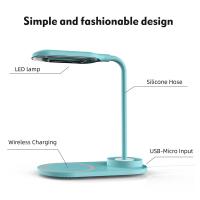 China 15W Qi Fast Wireless Charger LED Desk Lamp with Adjustable Brightness for iPhone Samsung for sale