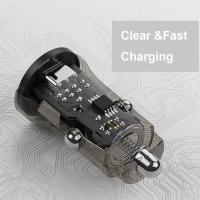 China 30W USB C Car Charger Transparent Fast Charger PD QC3.0 6A Dual Port for iPhone Samsung for sale