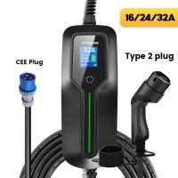 China EV Type 2 Portable Car Charger 7kW 32A 220V with CEE Plug 6m Cable for sale
