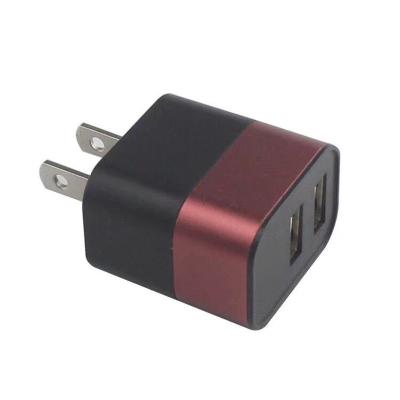 China ABS PC Aluminum Dual USB Charger 5V 2.1A Fast Travel Power Adapter for sale