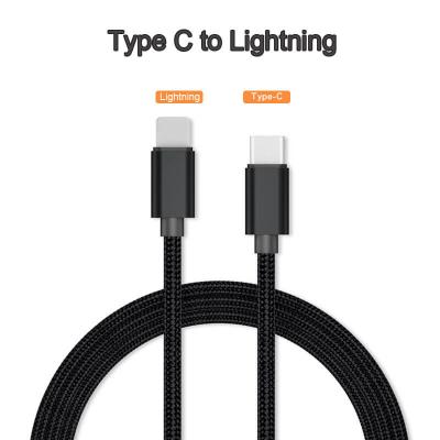China 18W 20W Type C to Lightning Cable Nylon Braided Fast Charging Data Cord 1M 2M 3M for sale