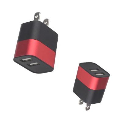 China Dual USB Fast Charger 5V 2.1A Travel Power Adapter ABS PC Aluminum for sale