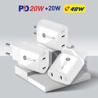 China US EU UK Plug PD 40W Fast USB Chargers Dual Type C Quick Charging for sale