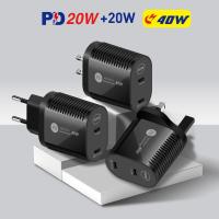 China US EU UK Plug PD 40W Fast USB Chargers Dual Type C Quick Charging for sale