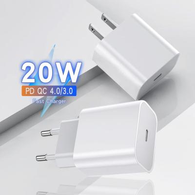 China 20W PD Fast Charger USB C Adapter for iPhone 12 13 White Travel Charger 100-240V for sale