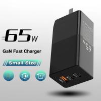 China 65W GaN USB C Charger 3 Port Fast Wall Charger for Laptop iPad iPhone Samsung for sale