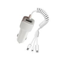 China USB Port 5V 2.1A Car Phone Charger Micro Plug With Spring Cable for sale