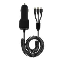 China USB Port 5V 2.1A Car Phone Charger Micro Plug With Spring Cable for sale