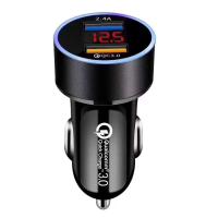 China QC3.0 12V USB C Car Charger Dual Port 5V 2.4A Fast Charging for Bluetooth Earphone for sale