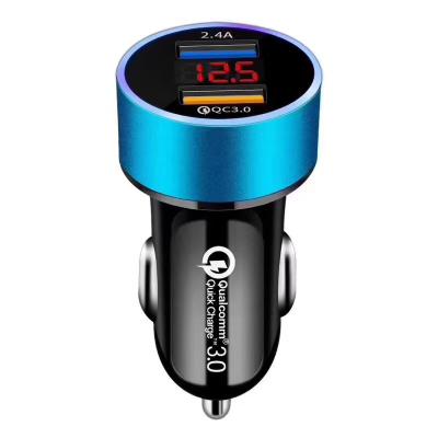 China QC3.0 12V USB C Car Charger Dual Port 5V 2.4A Fast Charging for Bluetooth Earphone for sale